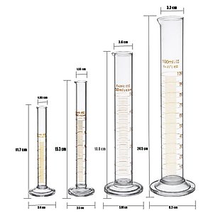 Glass Measuring Low Form Beaker Set 50ml 100ml 250ml and Thick Glass Graduated Measuring Cylinder Set 5ml 10ml 50ml 100ml