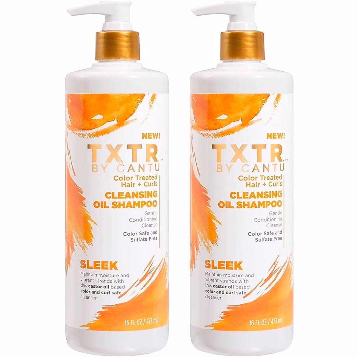 Cantu Txtr Sleek Shampoo Cleansing 16 Ounce Pump (473ml) (2 Pack)