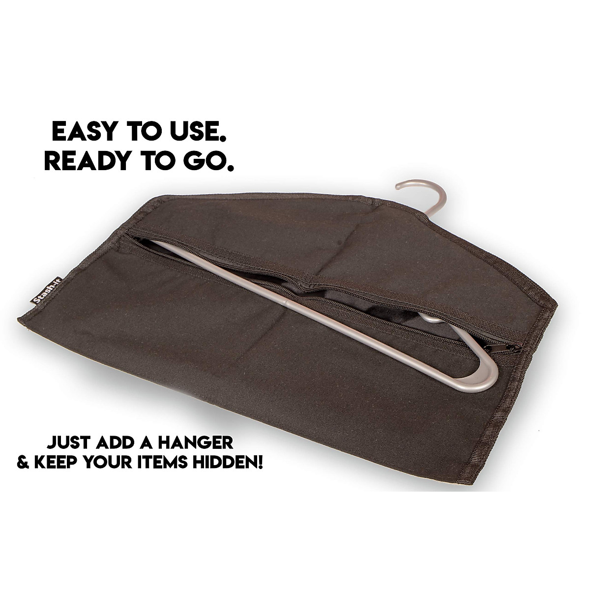 Hanger Diversion Safe by Stash-it, Hidden Pocket Safe, Fits Under Hanging Clothes with Pocket to Hide Valuables for Home or Travel