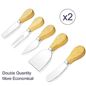 10Pcs Cheese Knives, Premium Cheese Knife Set for Charcuterie Board, Mini Steel Stainless Cheese Knife, Cheese Spreader, Cheese Fork with Wooden Handle for Charcuterie Knife Set