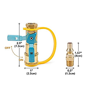 Stanbroil 1/4" RV Propane Quick Connect Adapter for Propane Hose, Propane or Natural Gas 1/4" Quick Connect or Disconnect Kit - Shutoff Valve & Full Flow Plug