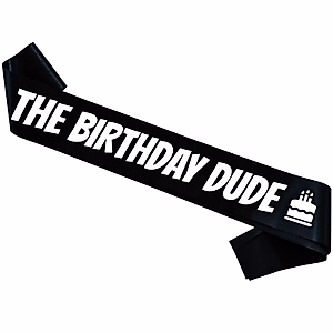 Birthday Dude Sash for Birthday Boy, Birthday Sash for Men, Birthday Party Decorations and Supplies for Boys, Birthday Gifts for Husband, Boyfriend, Son, Brother