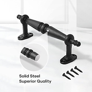 EaseLife 9" Barn Door Pull Handle, Rustic Black Cast Iron Grab, Gate Handles, Easy Install, 2 Pack