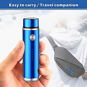 Mini Portable Electric Shaver, Pocket Size Washable Electric Razor, USB Fast Charging, Mini Electric Shaver for Men (Blue)