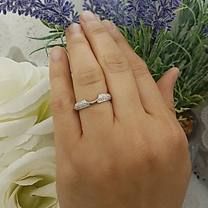 Dazzlingrock Collection 0.25 Carat (Cttw) 14K Round Diamond Women Wedding Enhancer Ring Guard Ring 1/4 CT, White Gold, Size 8