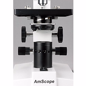 AmScope B100-E 1000X Digital Compound Binocular Microscope, 40X-1000X Magnification, Brightfield, Tungsten Illumination, Abbe Condenser, Plain Stage, Includes 0.3MP Camera and Software