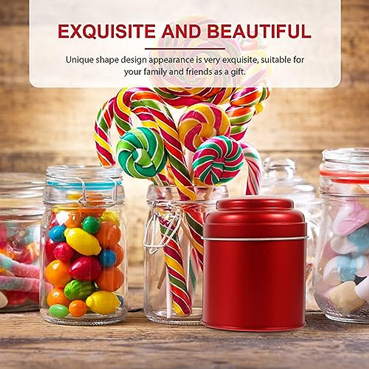Containers with Lids Tea Canister Sealing Tea Jar Small Tea Tinplate Sealed Tea Storage Tin Sealing Tea Container Tea for Loose Tea Coffee Bean Sugar Salt (Red) Red