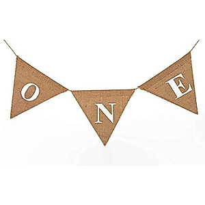 Boston Creative Company 1st Birthday high Chair Banner, ONE Burlap high Chair Birthday Banner, boy Thing, 1st Birthday Party Decor,Rustic Birthday, Woodland or Safari Jungle Theme Highchair Banner