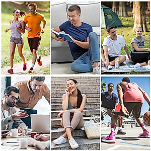 COOPLUS Mens Cushioned Ankle Socks, Cotton Athletic Performance Quarter Socks