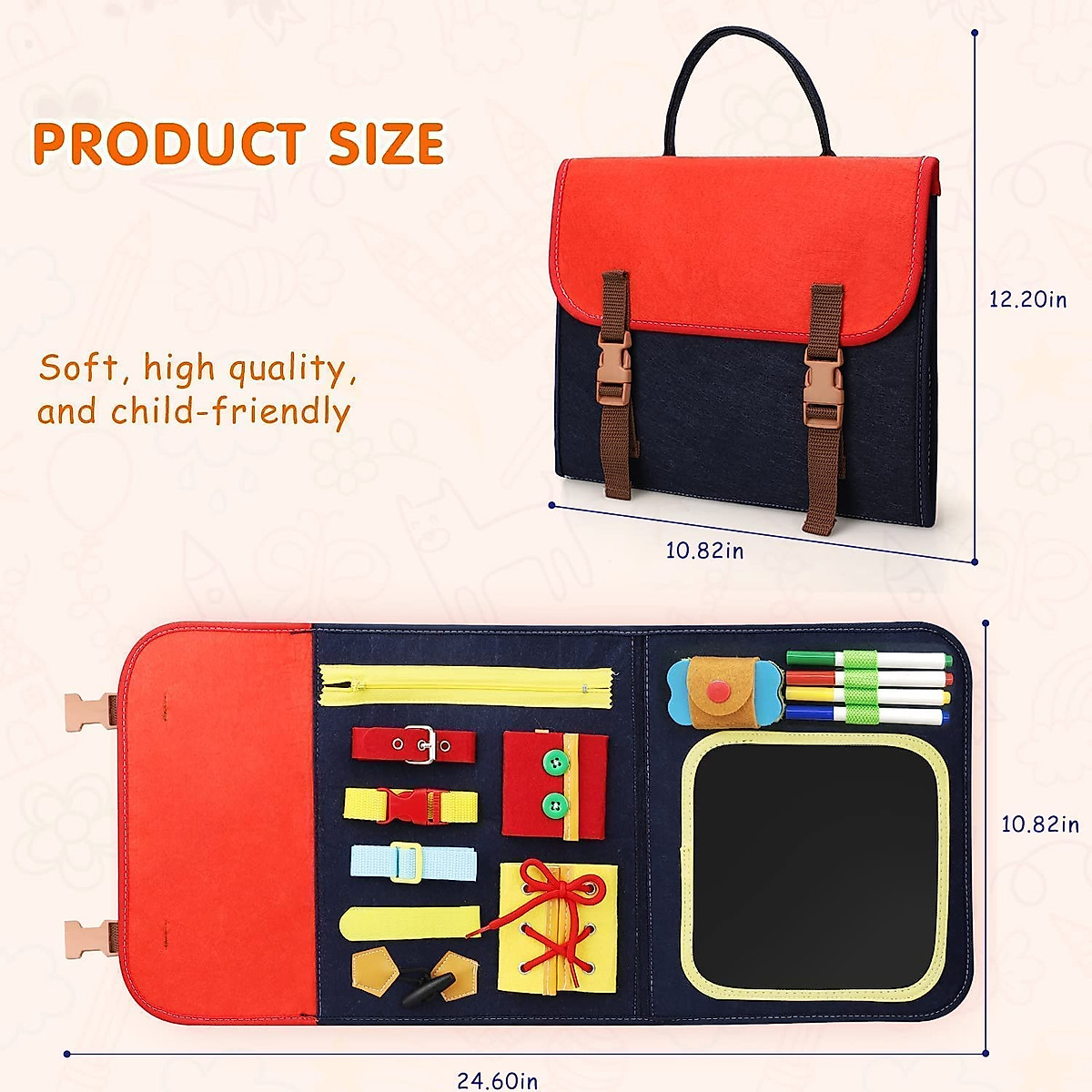 TOY Life Busy Board - Montessori Busy Board for 3 4 5 6 Year Old - Sensory Board Toys for Toddler - Activity Board - Montessori Toys - Educational Early Learning Toys - Travel Toys Toddler Busy Board