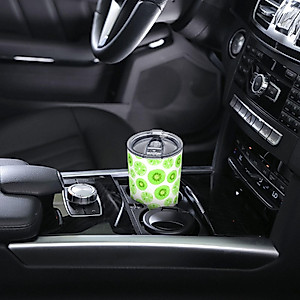 20oz Tumbler Unique Kiwifruit Print Double Wall Vacuum Insulated Coffee Mug with Lid and Metal Straw Brush Reusable Stainless Steel Water Bottle Travel Cup Gifts for Car Ice Drinks Hot Beverage