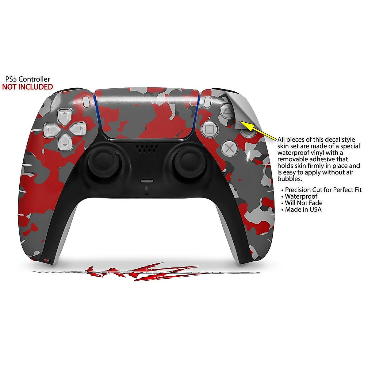 WraptorSkinz Skin Wrap compatible with Sony PS5 DualSense Controller WraptorCamo Old School Camouflage Camo Red (CONTROLLER NOT INCLUDED)