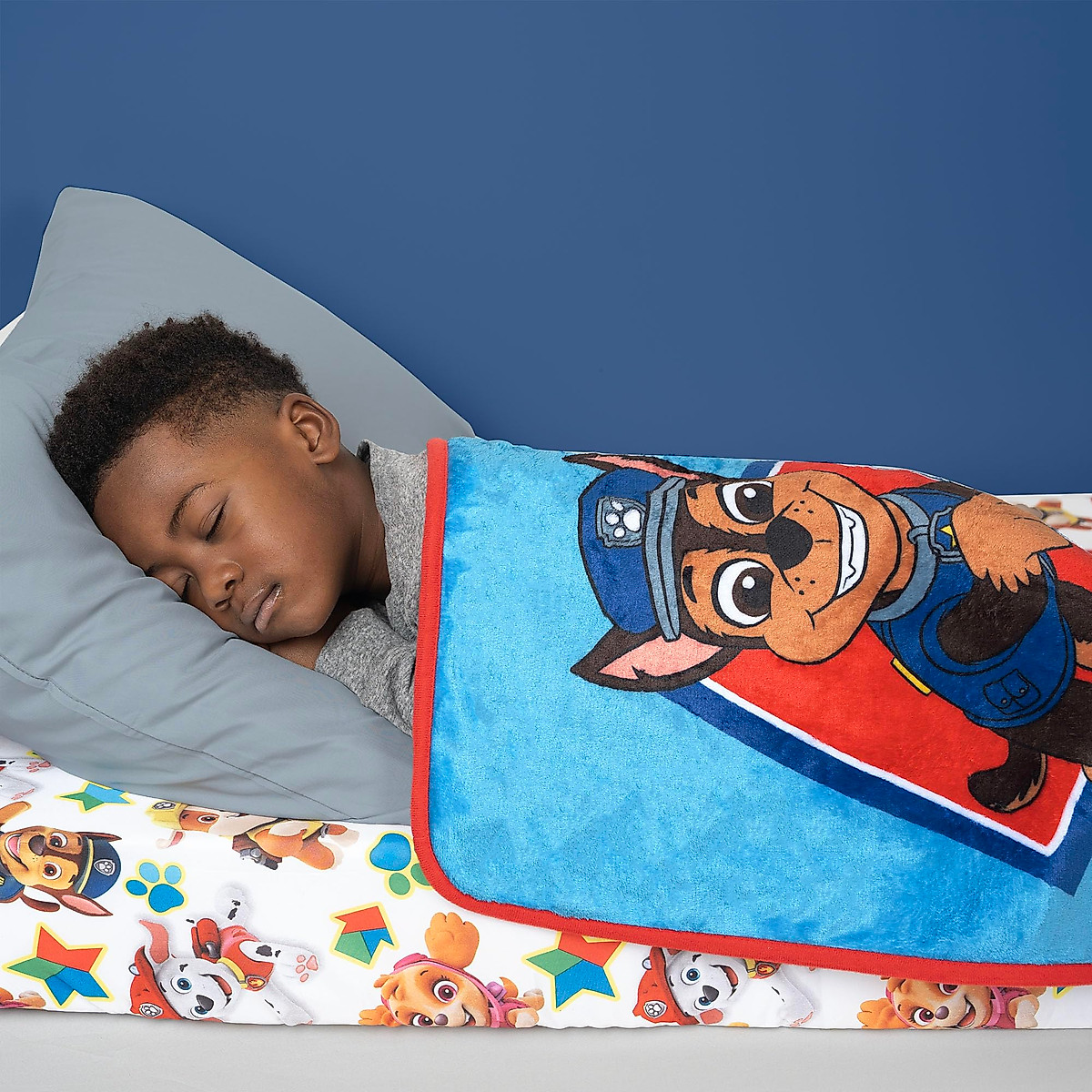 Paw Patrol Musical Warm, Plush, Throw Blanket That Plays Fun Phrases from The Show - Extra Cozy and Comfy for Your Toddler, Blue