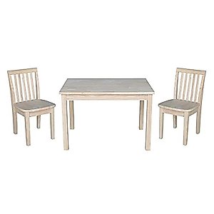 International Concepts Table With 2 Mission Juvenile Chairs, Unfinished