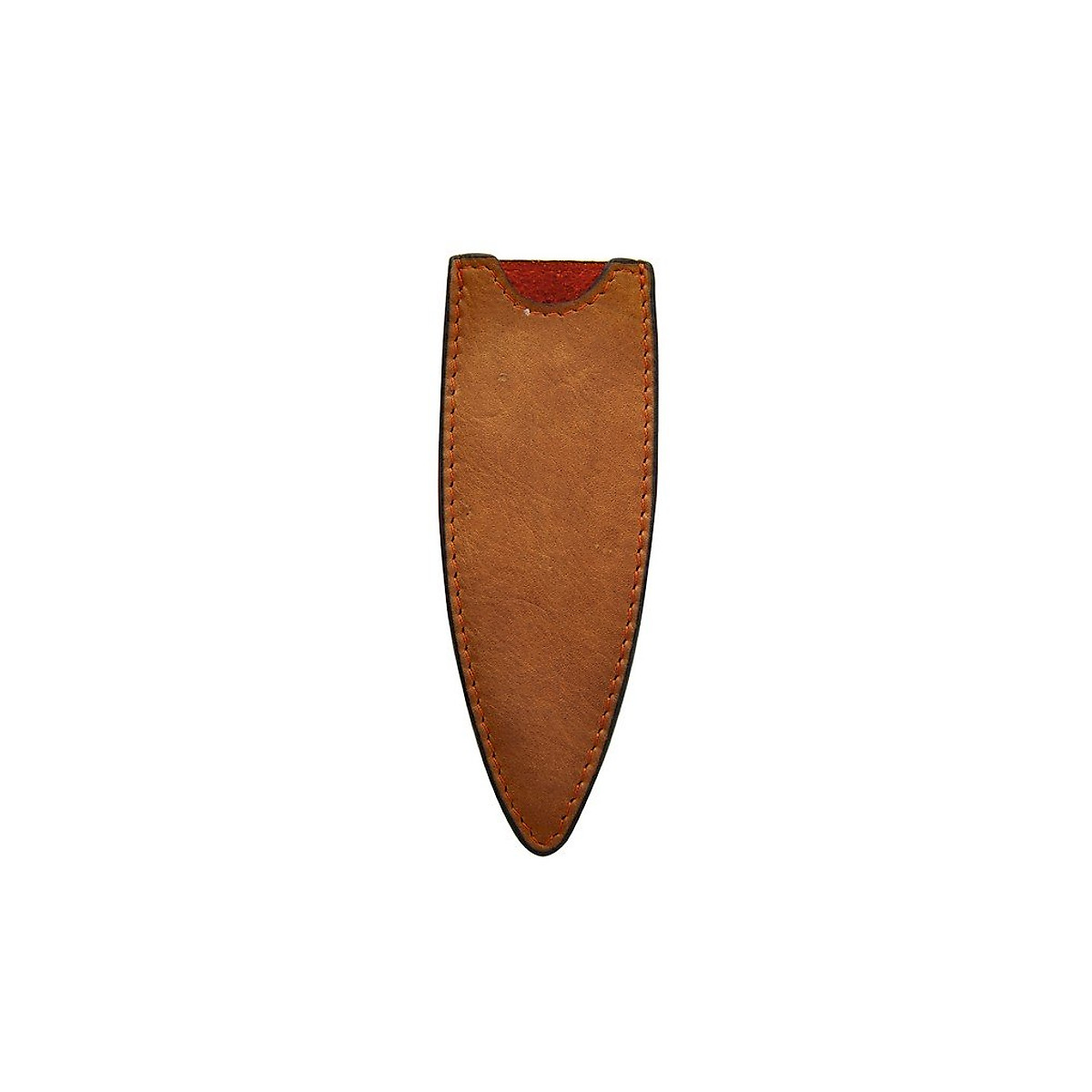 Deejo - Deejo Leather Sheath, 0.9 oz, Natural - Genuine Calf Leather - Light Brown Tanned Color with Orange Stitching - Protecting and Safely Carrying your Pocket Knife