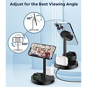 Mag-Safe 3 in 1 Wireless Charging Station, 15W Fast Magnetic Wireless Charger Stand for iPhone 14/13/12Pro/Pro Max/Mini/Plus, Apple Watch Ultra/8/7/6/SE/5/4/3/2, Airpods 3/2/1/Pro with QC3.0 Adapter