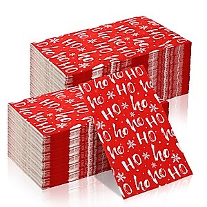 PerKoop 200 Pcs Christmas Guest Napkins Bulk Christmas Disposable Hand Towels Decorative Red Xmas Snowflake Paper Napkins for Winter Holiday Xmas Party Kitchen Bathroom Home Dinners