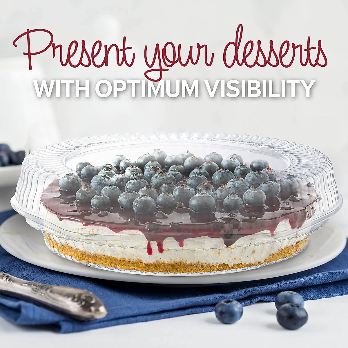 Supellectilem 10" Plastic Disposable Pie Containers with Hinged Locking Lids | 10 Round Pie Keepers/Flan Cake Containers for Transport