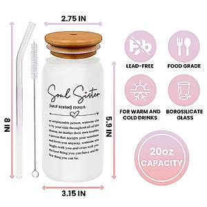 Friendship Gifts for Women Friends, Gifts for Friends Female, Gifts for Sister - Christmas Gifts for Best Friend, Christmas Gifts for Friends, Christmas Gifts for Best Friend Women - 20 Oz Can Glass