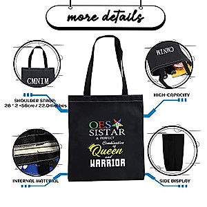 CMNIM OES Tote Bag for Women Sorority Sisterhood Shoulder Bag Gifts for OES Sistar Is A Perfect Combination Of Queen And Warrior (OES Queen Black Tote Bag)