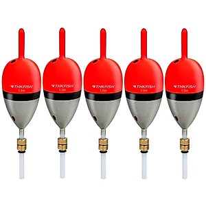 THKFISH Fishing Bobber Slip Bobber Fishing Floats for Crappie Balsa Bobbers for Panfish,Walleye,Salmon Floatage (Red, 1.5in * 5pcs)