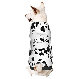 Dalmatian Print Pet Dog Cat Hoodies with Pocket Halloween Cosplay Clothes Costume Sweaters Outfits Pullover Sweatshirt for Large Medium Small Dogs Size Medium