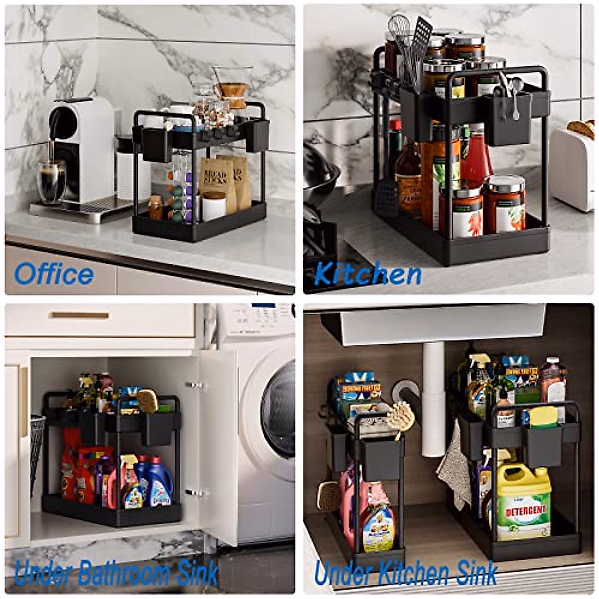 2 Pack 4 Tier Slim Storage Cart, Bathroom Organizer Storage Laundry Room Organization Rolling Utility Cart with Wheels, Mobile Shelving Unit Slide Out Standing Rack for Bathroom, Kitchen, Laundry