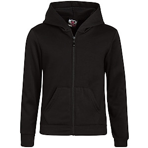 Real Love Girls' Jogger Set - 2 Piece Basic Fleece Solid Full Zip Hoodie and Sweatpants (Size: 7-16), Size 10-12, Black