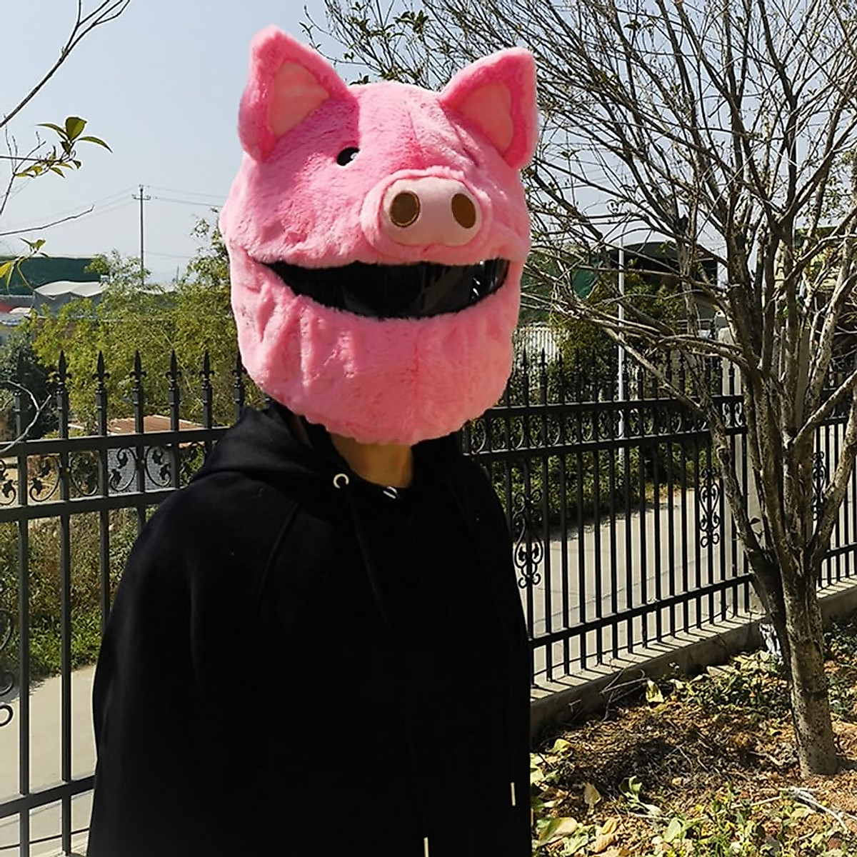 Motorcycle Helmet Cover, Windproof Plush Helmet Decoration Cute Pig Fun Rides & Gifts for Motorcycle Helmet Valentine's Day Gifts (Helmet not Included)