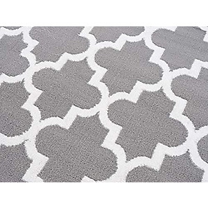 Msrugs Area Rugs, 3x5 Trellis Collection Modern Gray White Area Rug, Contemporary Soft Cozy Carpet for Living Room and Bedroom