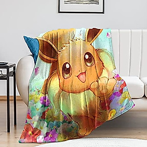 Anime Blanket Eevee Blanket Ultra-Soft Throw Blanket for Couch Bed Sofa, Lightweight Flannel Blankets Warm Bedding Blankets 40"x50"