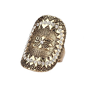 Dtja Vintage CZ Wide Band Ring for Women Gold Plated Oxidized Boho Carved Flower Statement Finger Rings Comfort Fit Trendy Bohemian Wedding Birthday Party Jewelry Size 8