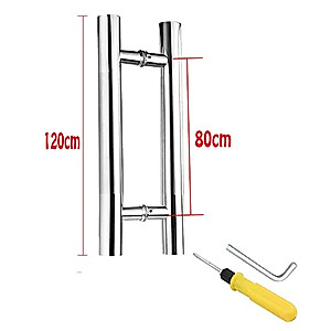 SUCHETA 50-120cm Push Pull Handle for Sliding Door,Brushed Stainless Steel Pull Push Modern Door Handles/Glass Handles,Interior or Exterior,Modern Style (Size : 120x80CM)