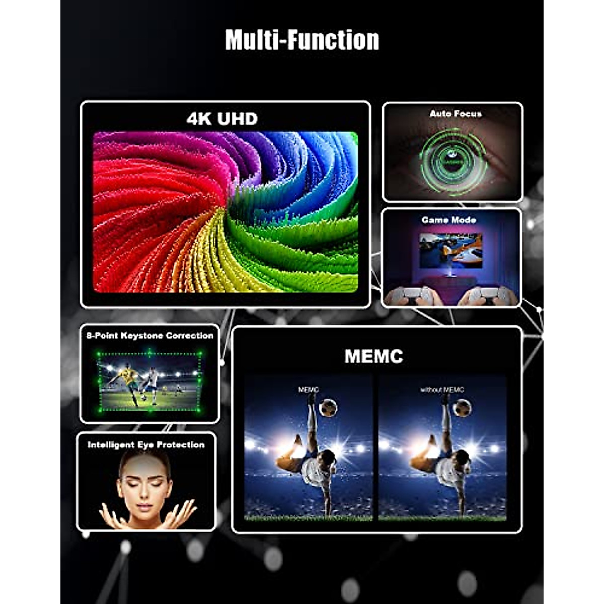 CASIRIS A6 Ultra Short Throw Projector, 2200 ANSI Lumen 4K UHD Laser TV with Android TV, HDR10 120" Projection, 107% BT.2020, Projector with WiFi and Bluetooth for Home Theater