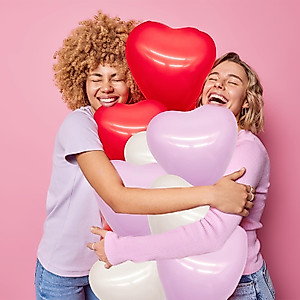 60-Piece 12-Inch Red, White, Pink Heart-Shaped Latex Balloons Set - Romantic Love Heart Balloons Decorations for Valentine's Day, Anniversary, Wedding, Bridal Shower, Propose, Birthday Party Favor