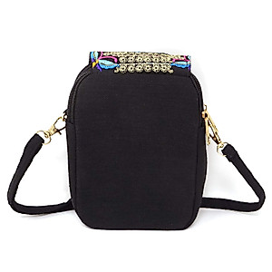Honbay Yunnan Ethnic Style Handmade Embroidered Crossbody Bag Mini Flip Canvas Shoulder Bag for Women and Girls