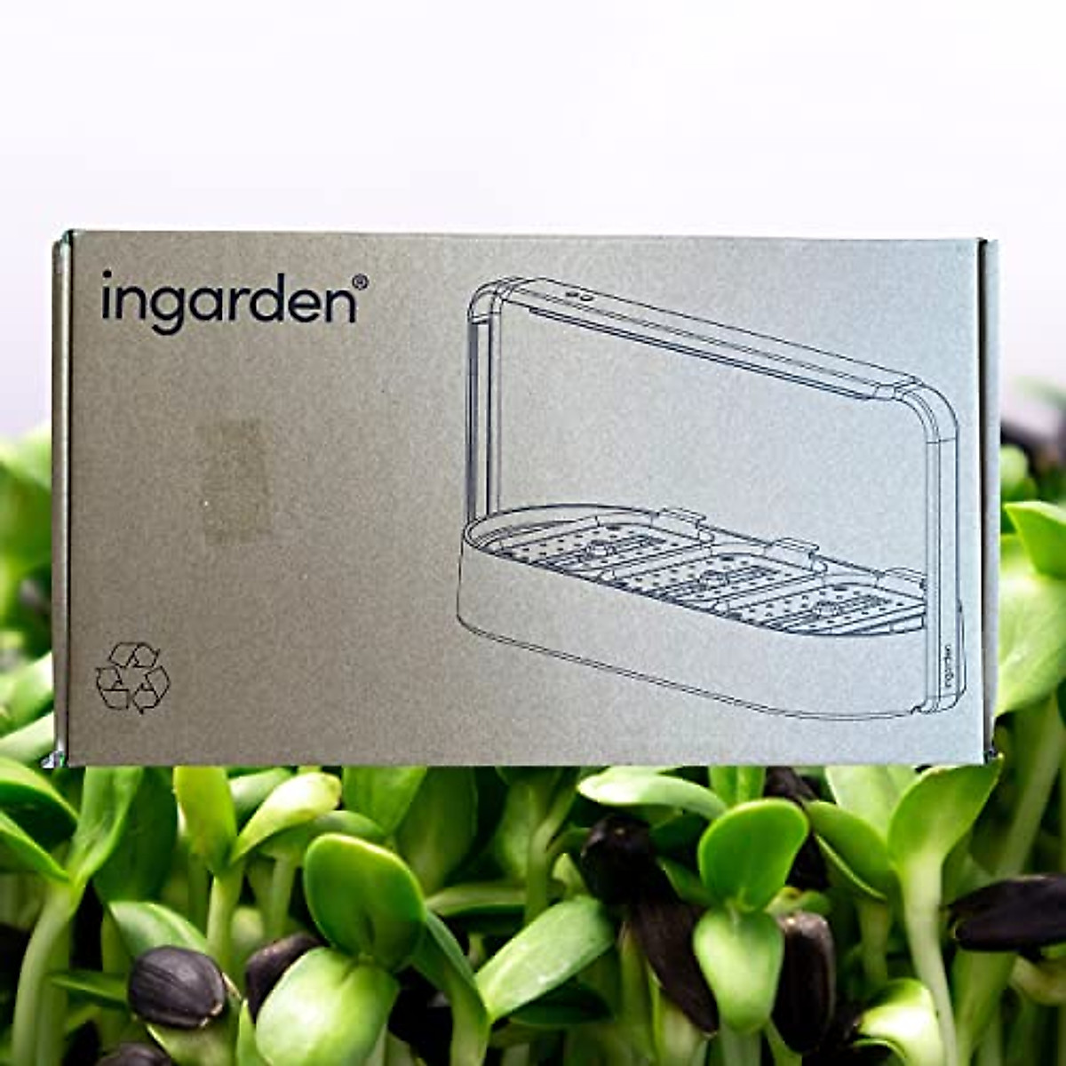 ingarden Superfood Microgreens Indoor Growing Kit with 3 Starter Seed Pod Trays and Grow Light, Smart Indoor Garden (Ceramic) | Jet Black