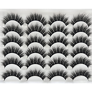 Newcally Eyelashes False Lashes Fluffy 18MM Long Faux Mink Eye Lashes Pack Dramatic Thick Volume Fake Eyelashes 12 Pairs Soft Reusable Lashes Multipack