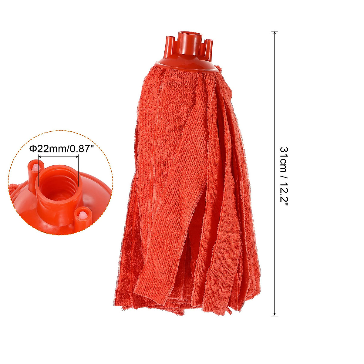 MECCANIXITY Microfiber Cloth Mop Heads Replacement 31cm Length for Wet/Dry Mop Floor Cleaning Pads, Red