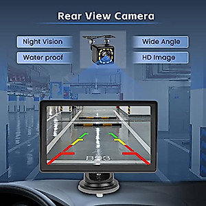 Hikity 7 Inch HD Portable Wireless Apple Carplay and Android Auto Screen, Bluetooth Car Stereo with Airplay Siri AUX USB FM Transmitter Backup Camera for All Vehicles