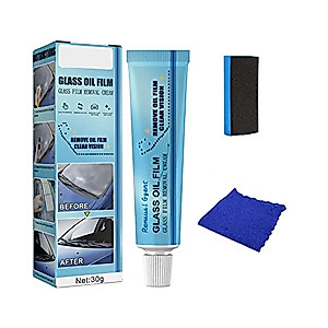 XIRUJNFD Car Glass Oil Film Cleaner, Glass Film Removal Cream, Water Spot Remover for Cars, Glass Oil Film Remover for Car (1 Set)