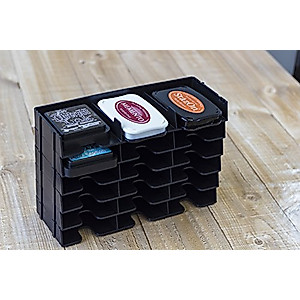 Spectrum Noir 6PC Universal Ink Pad Storage Unit Tray Stackable and Customisable Holder & Organiser, Black Pack of 6