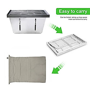 SEHOMY Portable Charcoal Grills 14.3", Folding Smoker Camping BBQ Grill Stainless Steel, Barbecue outdoor Grilling for Hiking Picnics Garden Travel Patio Backyard, Household grills outdoor cooking