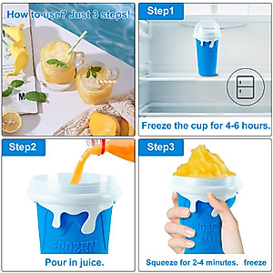 Slushy Cup, 2PCS 500ml Magic Slushy Maker Cup TIK TOK Quick Frozen Magic Cup Double Layers Slushie Cup Portable Quick Frozen Smoothies Squeeze Cooling Cup
