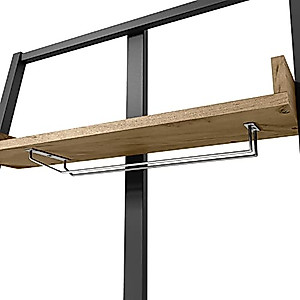 Furniture of America Abner Rustic Industrial Style 2-Shelf Multi-Functional Cabinet with Wine Rack, Buffet, Home Bar for Dining, Living Room, Kitchen, Black-Ample Storage Space, Versatile Usage, Brown