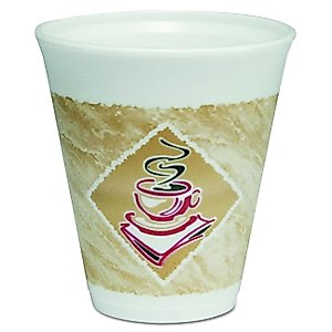 Dart 12X16G Café G Foam Hot/Cold Cups, 12oz, White w/Brown & Red (Case of 1000)