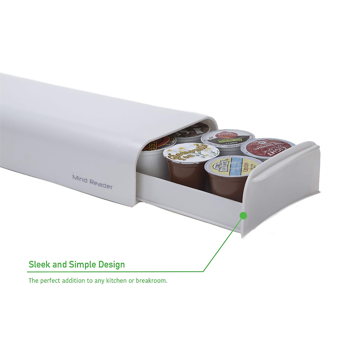 Mind Reader Single Serve Coffee Pod Organizer, 12-14 Coffee Pod Capacity, 5"L x 12.75"W x 2.25"H, Black