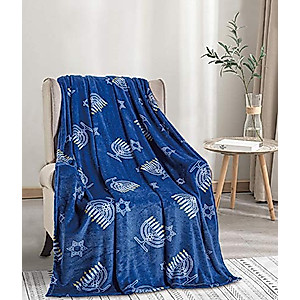 Maccabbee Collection by Décor&More Microplush Holiday Throw Blanket (60" x 50") - Hanukkah Menorah