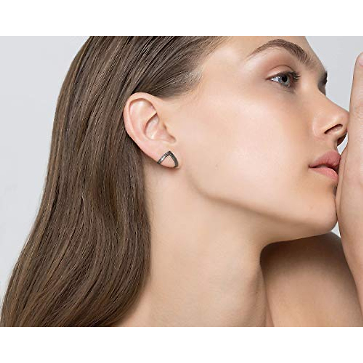 Handmade stud earrings Gold 925 sterling silver claw stud earrings minimalist gold earring studs geometric huggie hypoallergenic v shaped triangle earrings mother's day gift