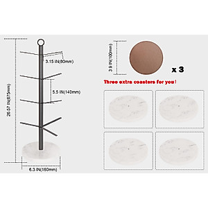HarJue Mug Holder Tree, Coffee Cup Stand Holder, Thick Base Mug Rack for Kitchen Home Bar Cabinet, 9 Hooks (4-Tier, Matte Black)